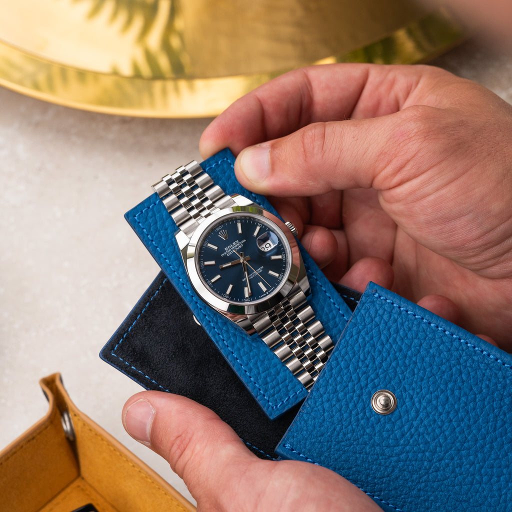 Marine Leather Watch Pouch – Luxury Travel Storage – IFL Watches