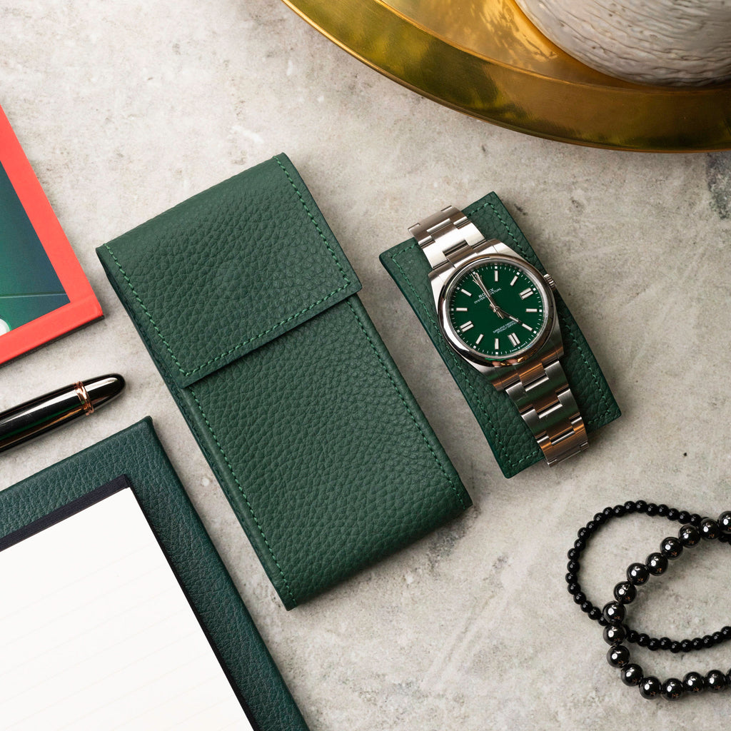 Olive Leather Watch Pouch – Luxury Travel Storage – IFL Watches