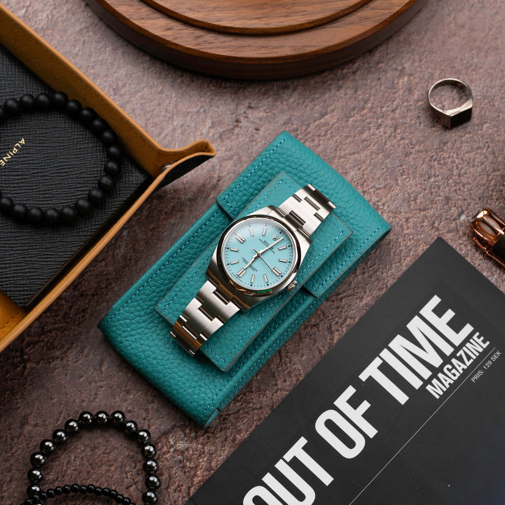 Teal Leather Watch Pouch – Luxury Travel Storage – IFL Watches
