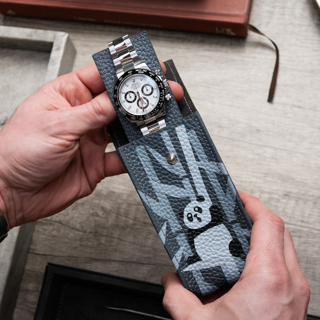 Charcoal Panda Watch Pouch – Luxury Travel Storage – IFL Watches