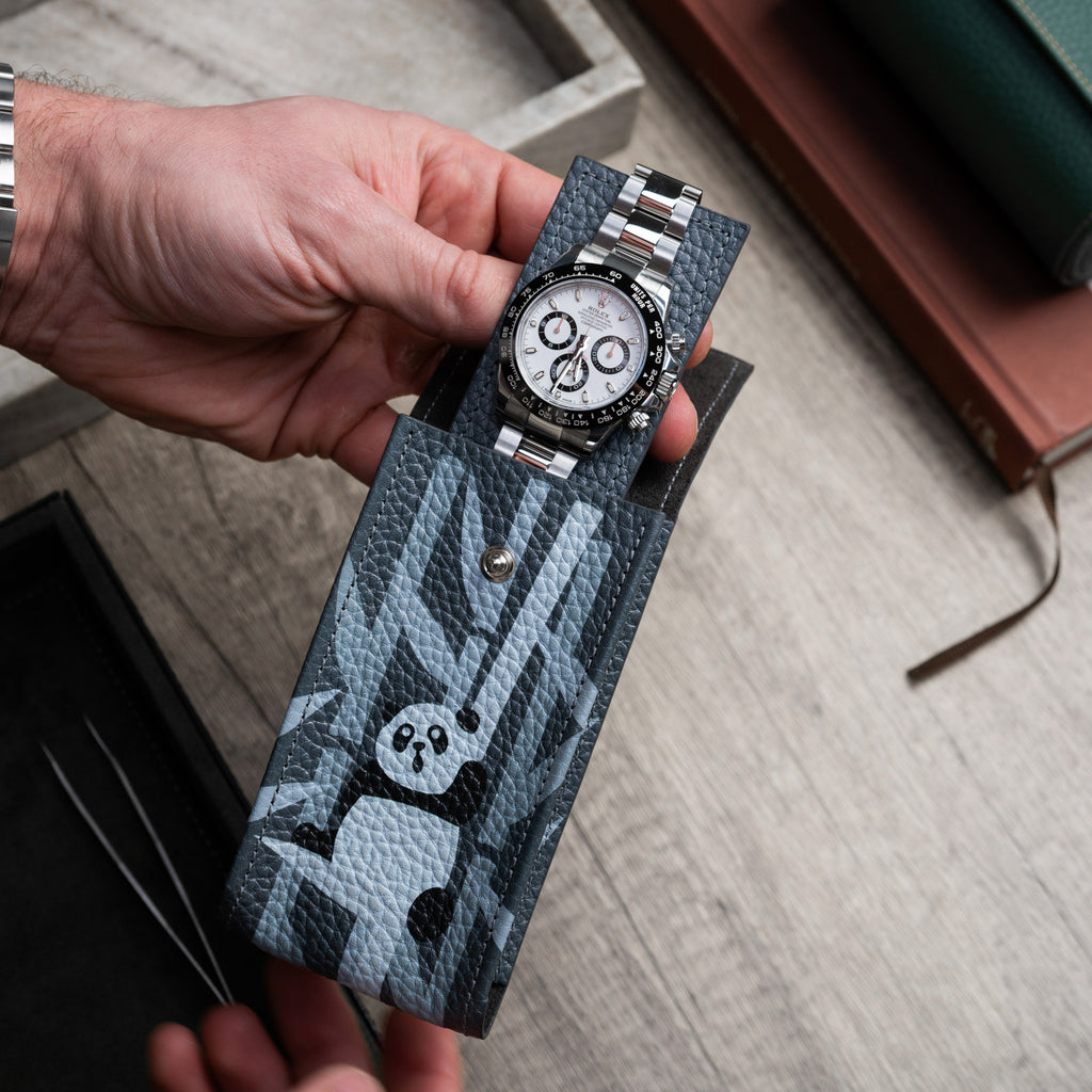Charcoal Panda Watch Pouch – Luxury Travel Storage – IFL Watches